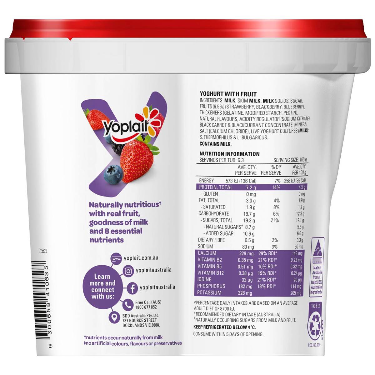 Yoplait Mixed Berry Yogurt 1kg | Woolworths
