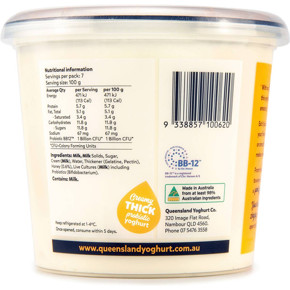Queensland Yoghurt Co Honey Yoghurt Tub 700g | Woolworths