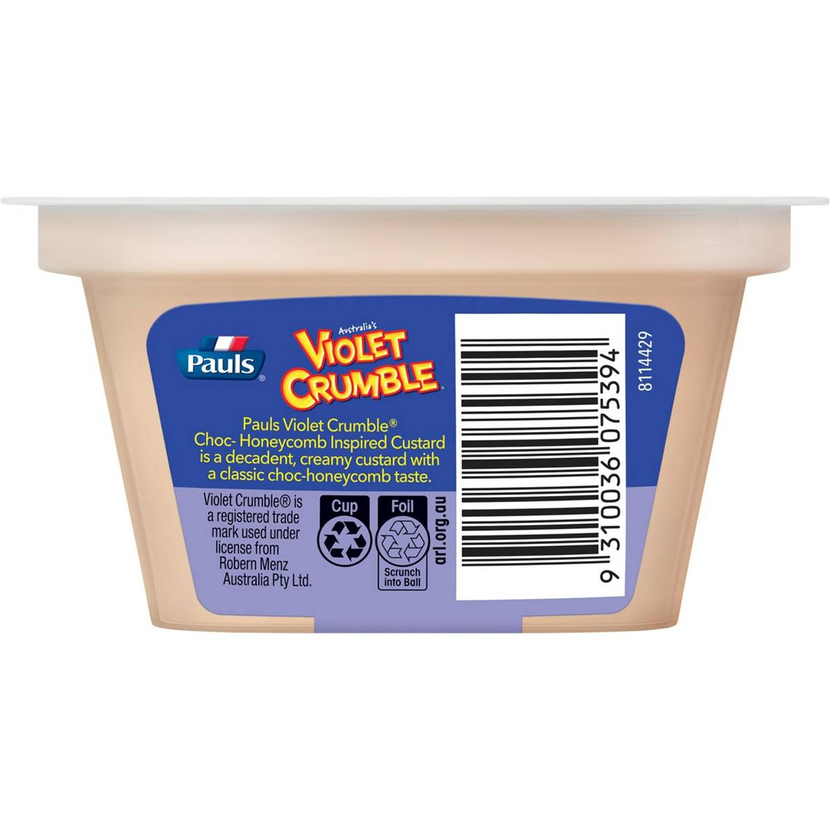 Pauls Violet Crumble Choc Honeycomb Custard 170g | Woolworths