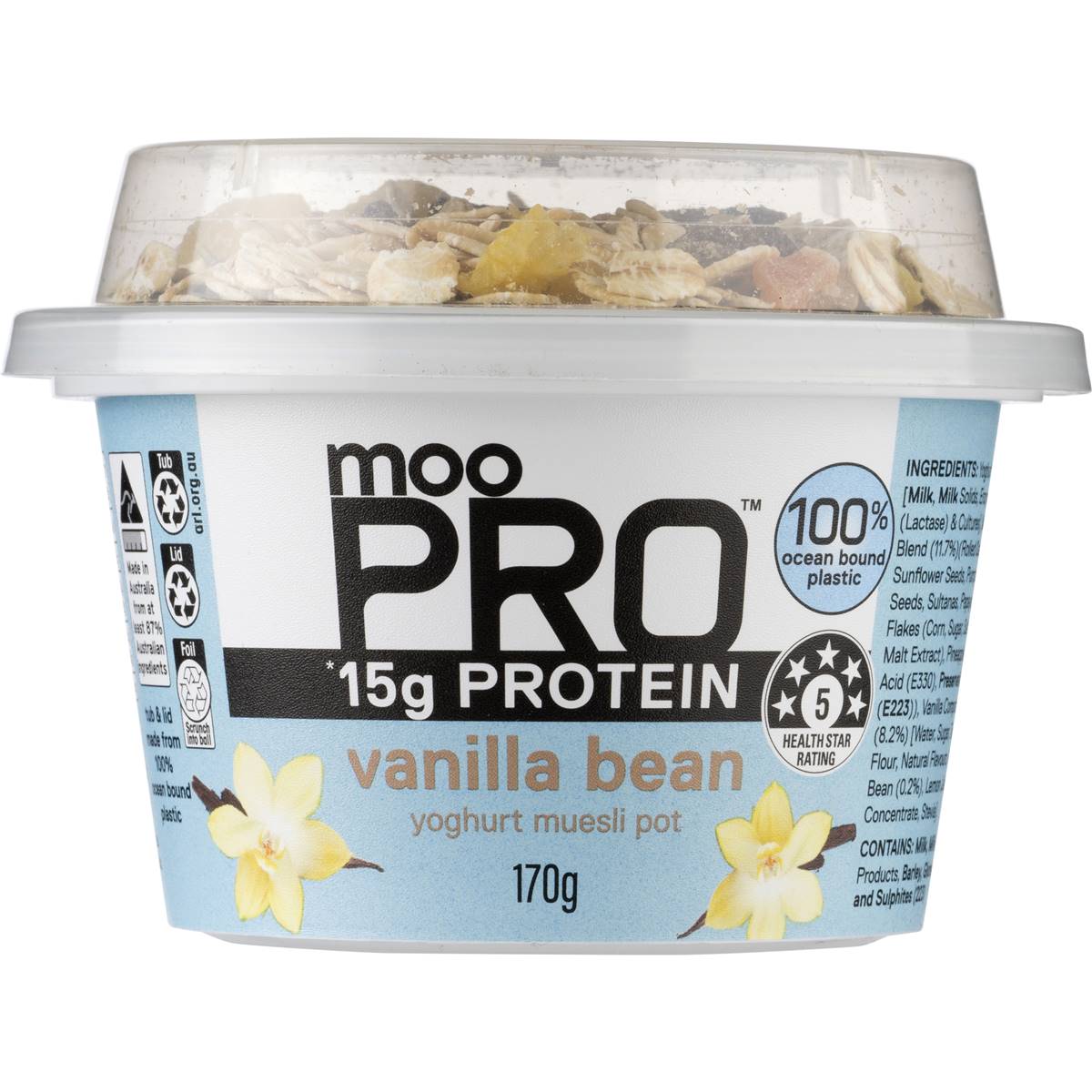 Moo Greek Style Yoghurt & Granola Vanilla Bean 170g | Woolworths