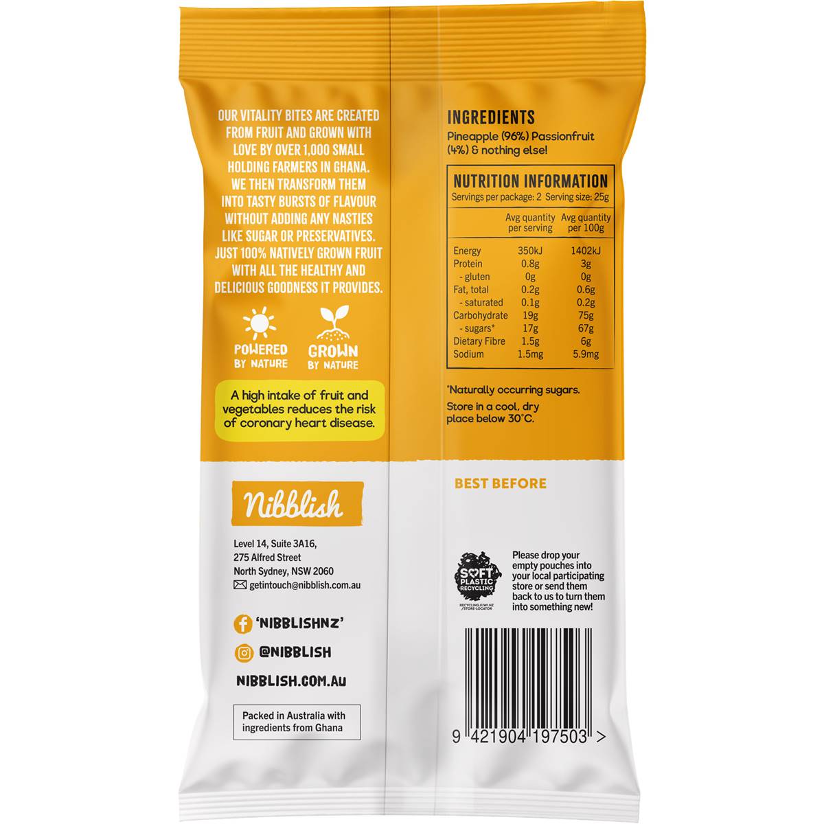Nibblish Vitality Bites Pineapple & Passionfruit 50g | Woolworths