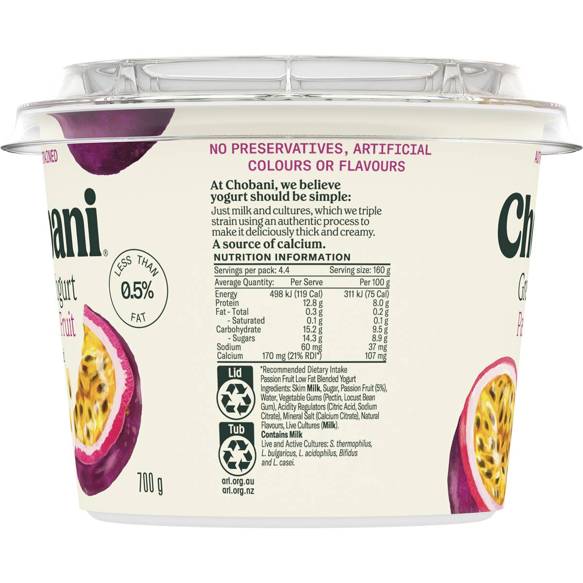 Chobani Passion Fruit Greek Yoghurt Tub 700g | Woolworths