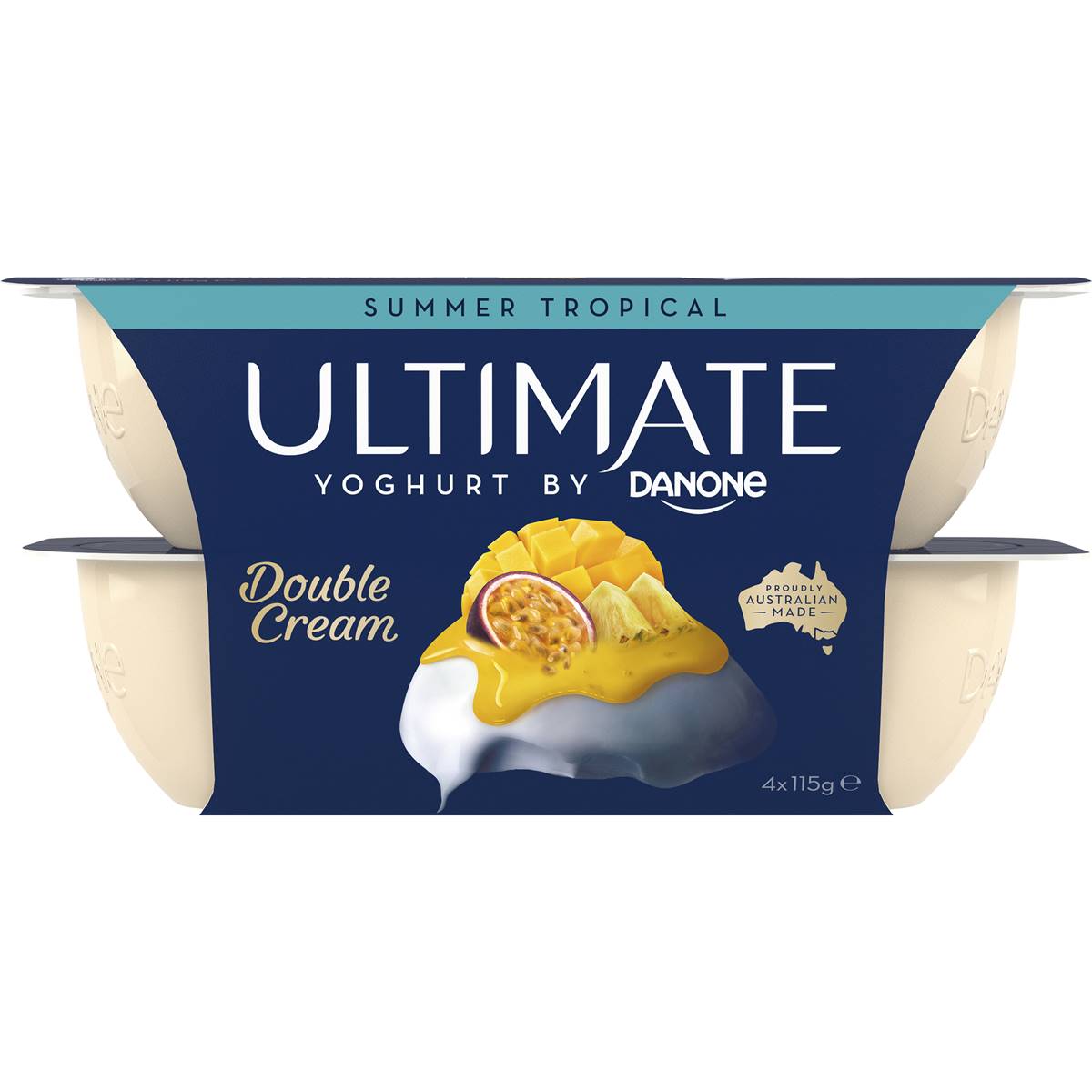 Ultimate Danone Double Cream Yoghurt Summer Tropical 115g X 4 Pack | Woolworths