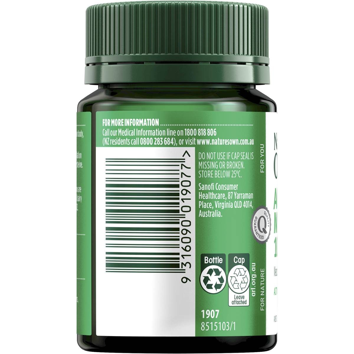 Nature's Own Activated Methyl B12 1000mcg With Vitamin B For Energy 60 ...