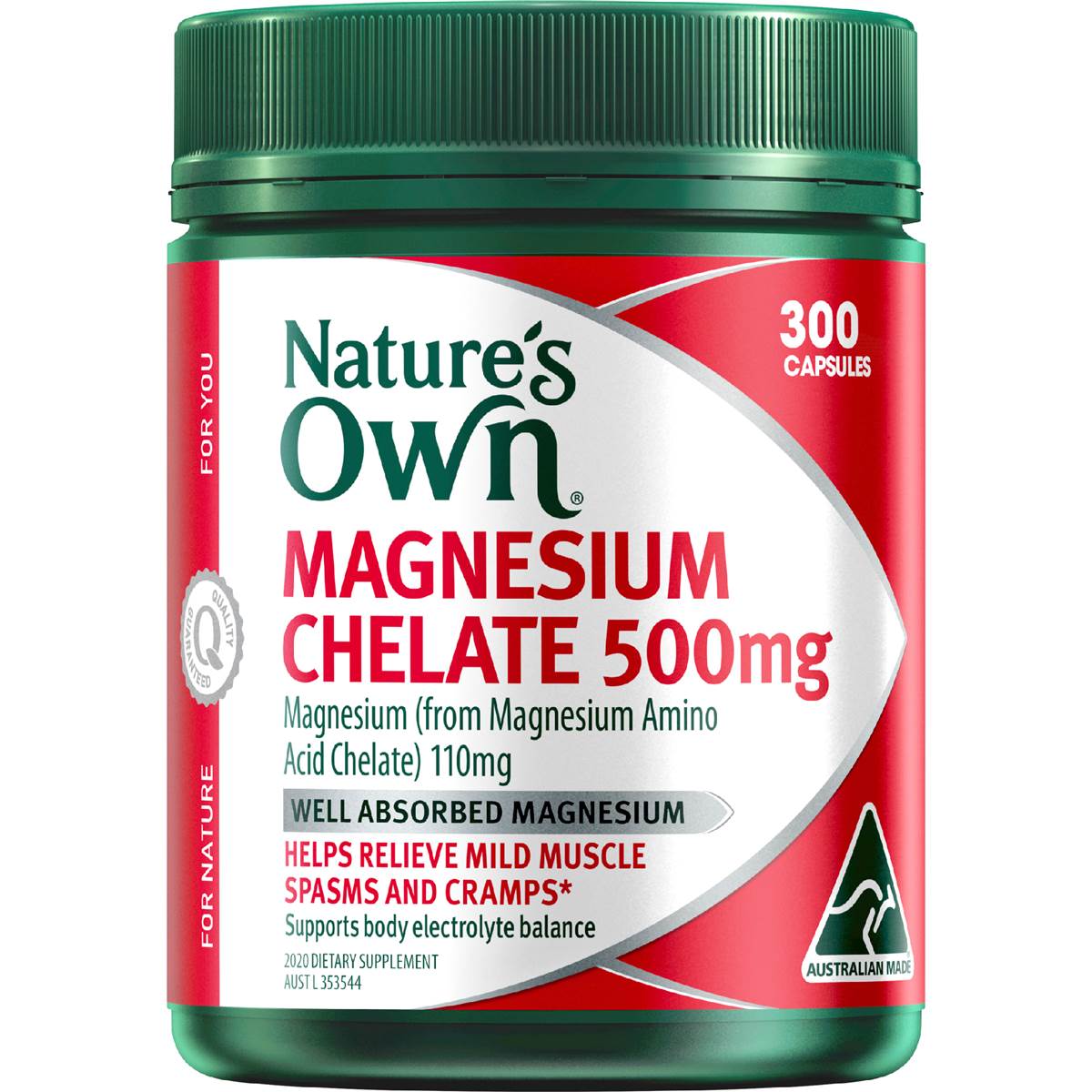 Nature's Own Magnesium Chelate 500mg Muscle Health Capsules 300 Pack ...