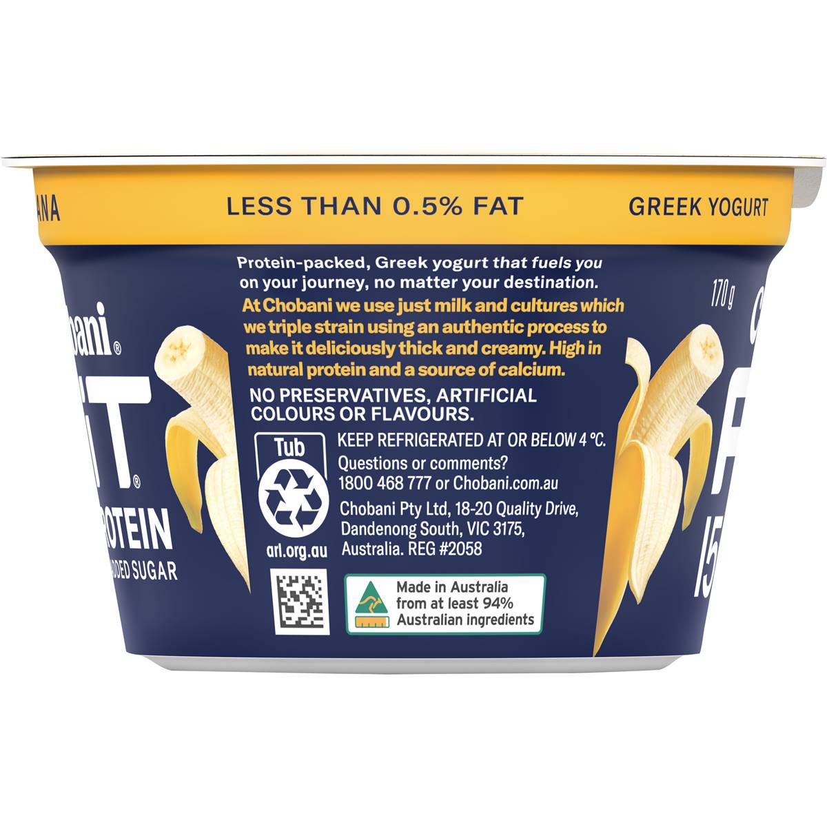 Chobani Fit Banana High Protein Yoghurt Pot 170g | Woolworths