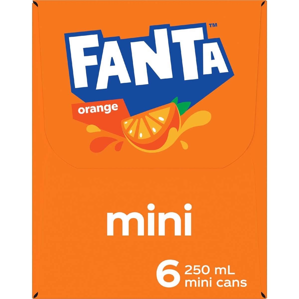 Fanta Orange Soft Drink Mini Cans 250ml X 6 Pack | Woolworths