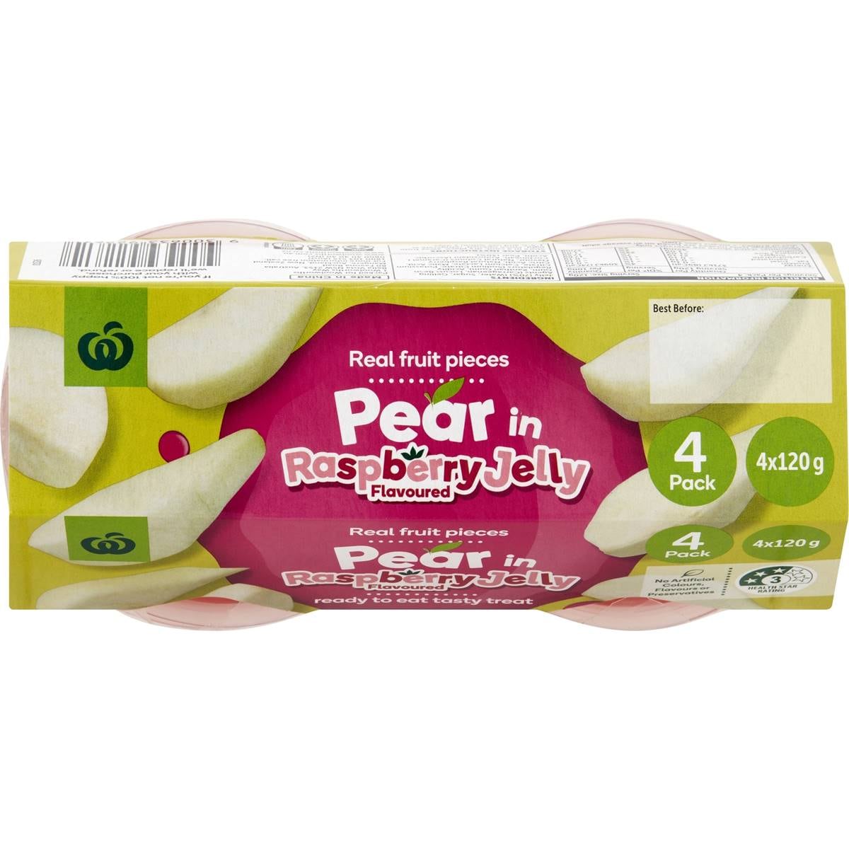 Woolworths Pear In Raspberry Flavoured Jelly 4x120g | Woolworths