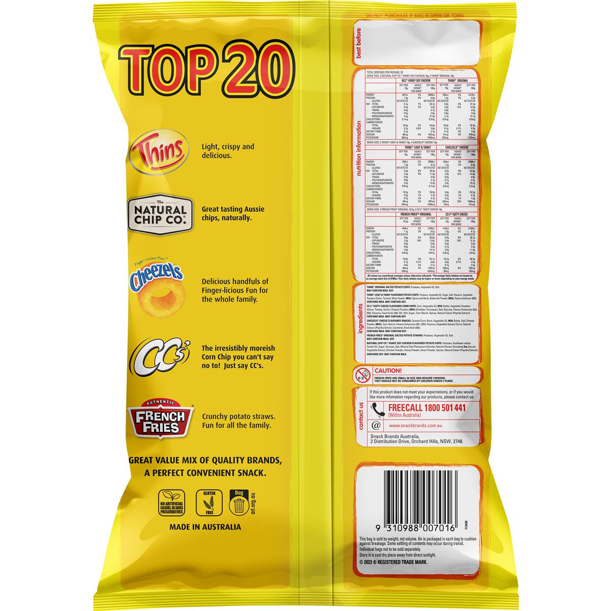 Thins Top 20 Variety Multipack Chips 20 Pack 375g | Woolworths