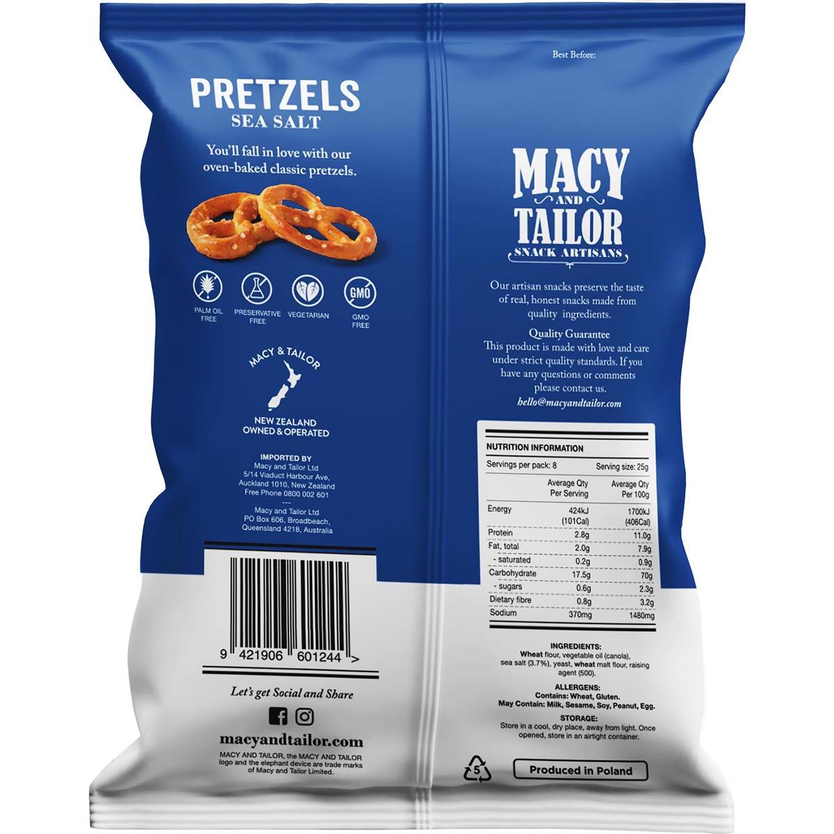 Macy And Tailor Classic Pretzels 200g Woolworths