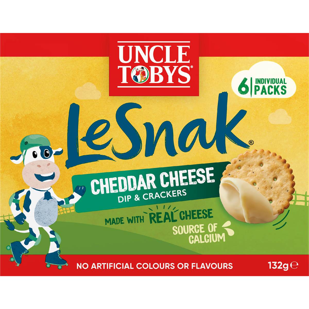 Uncle Tobys Le Snak Cheddar Cheese Dip & Crackers 6 Pack | Woolworths