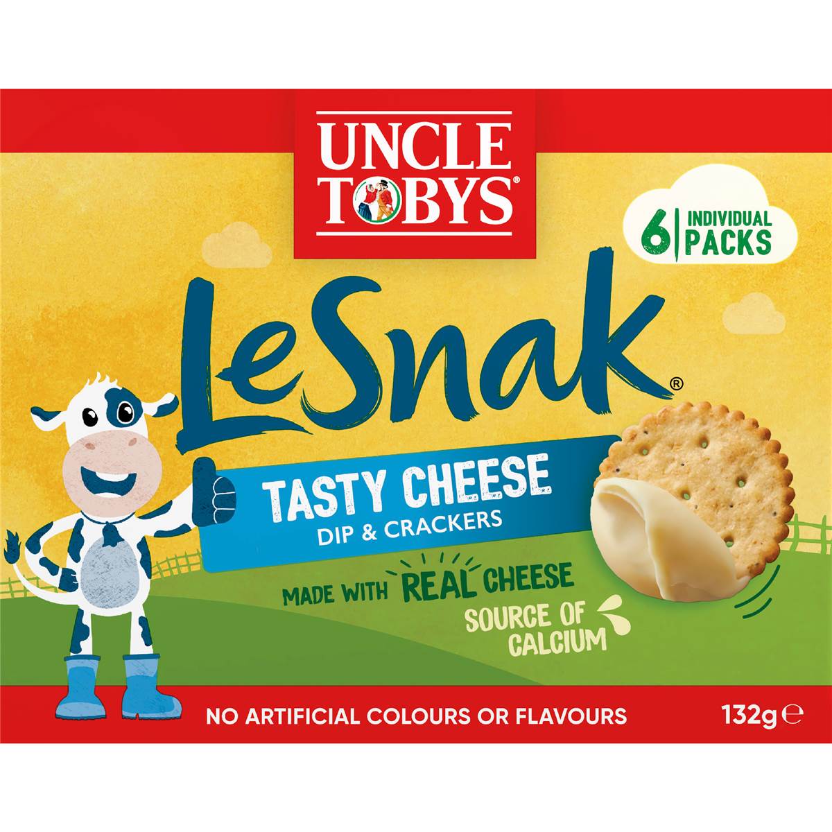 Uncle Tobys Le Snak Tasty Cheese Dip & Crackers 6 Pack | Woolworths