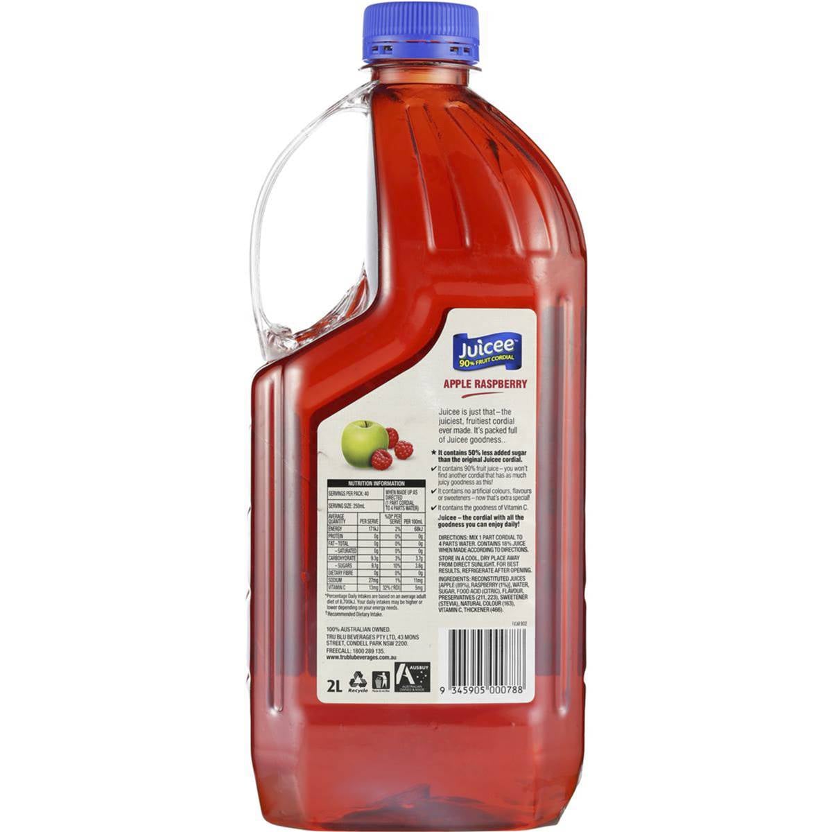 Juicee 90% Fruit Cordial Apple Raspberry 2l | Woolworths