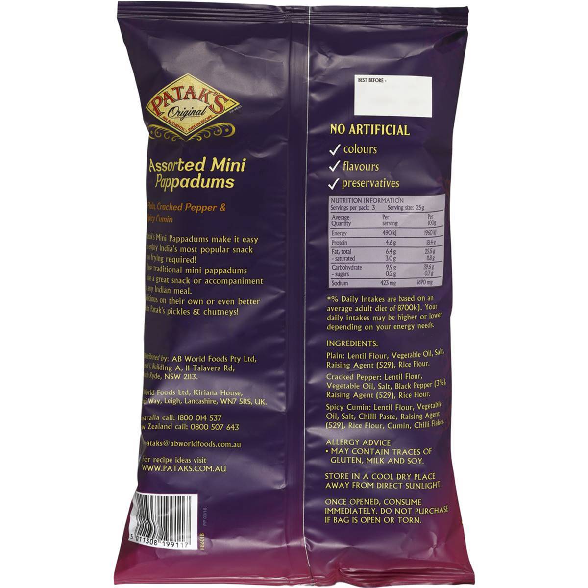 Patak's Pappadums Minis Assorted 75g | Woolworths