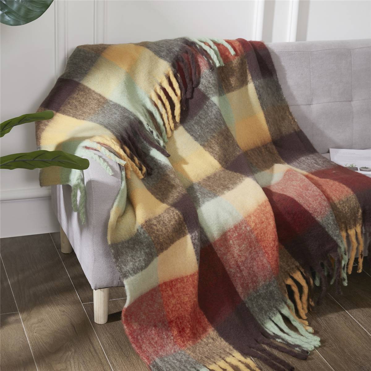 Inspire Inspire Check Throw Teal And Orange Each | Woolworths