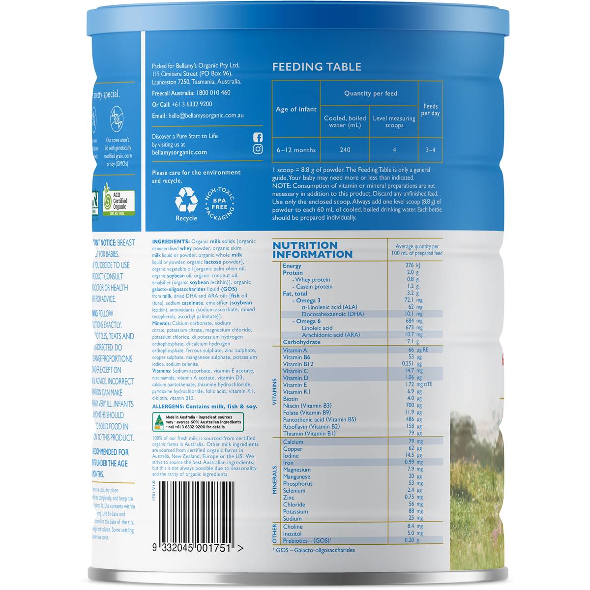 Bellamy's Organic Follow-on Formula Stage 2 From 6 Months 900g | Woolworths