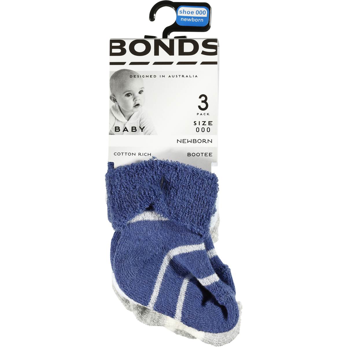 Bonds Baby Socks Wonder Size 0-6m Assorted 3 Pack | Woolworths