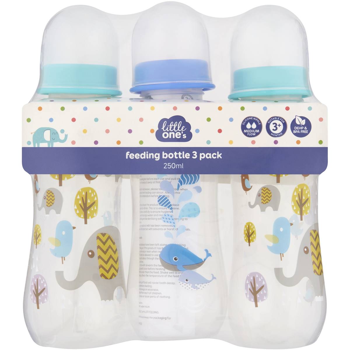 Little One's Feeding Bottles Assorted 250ml 3 Pack | Woolworths