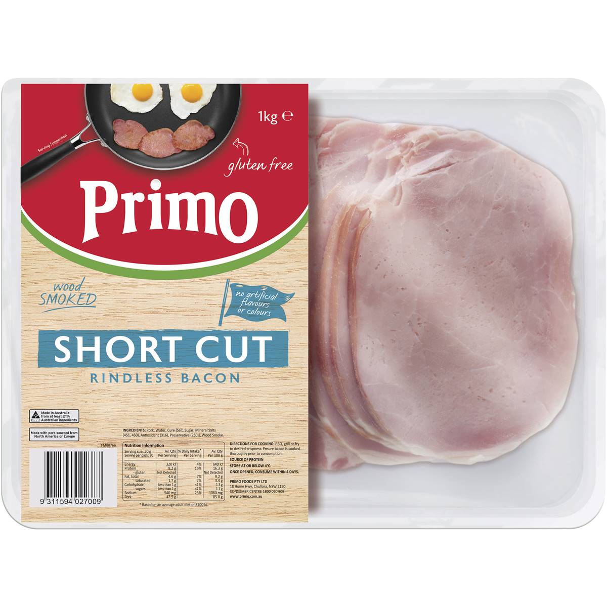 Primo Bacon Short Cut 1kg | Woolworths
