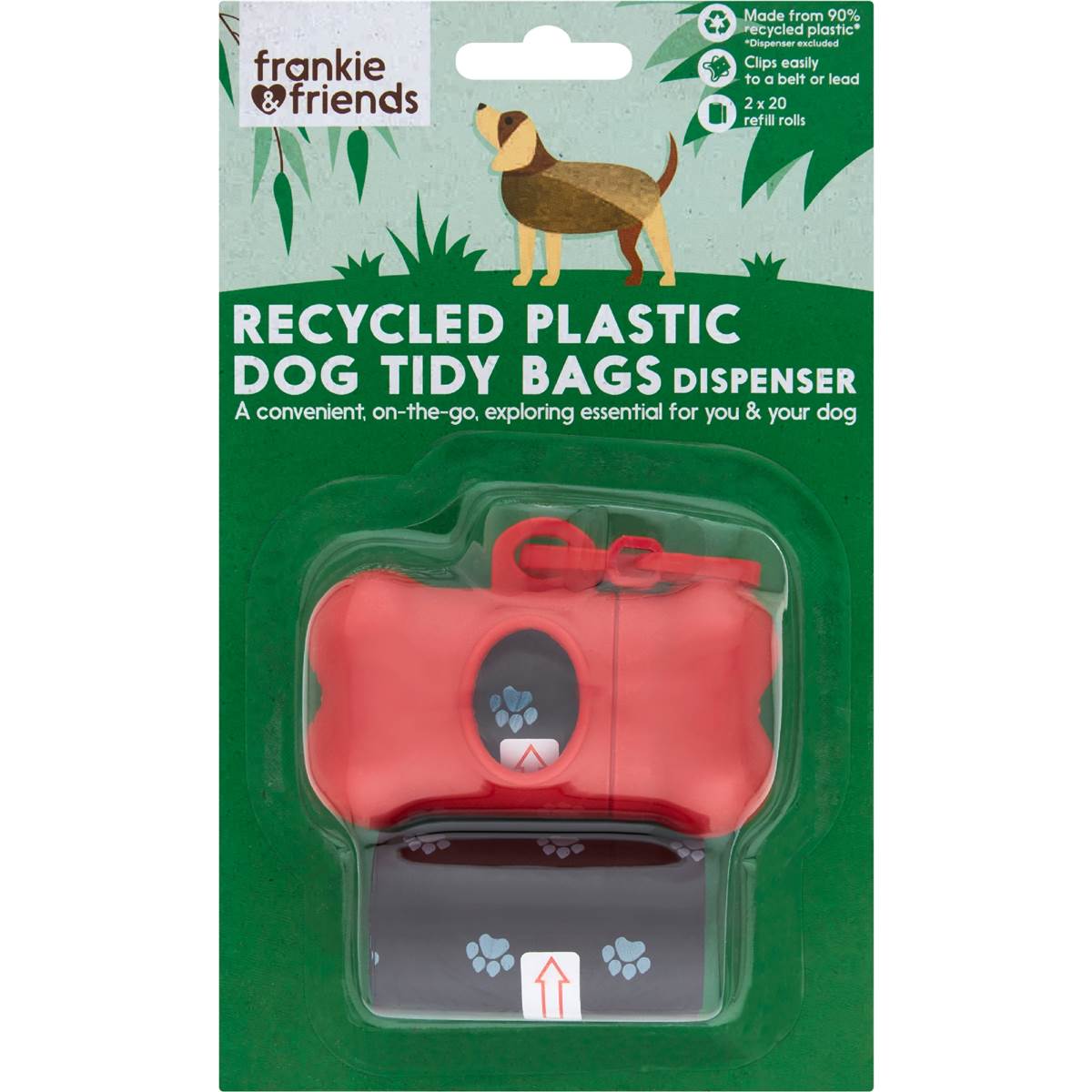 Frankie & Friends Recycled Plastic Dog Tidy Bags With Dispenser 2 X 20 ...