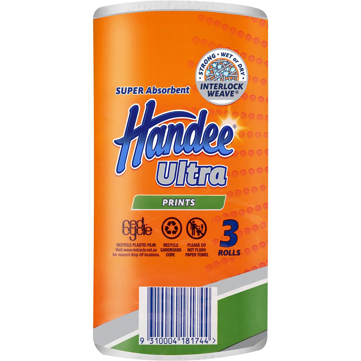 Handee Ultra Paper Towel Print 2 Ply 180 Sheets 3 Pack | Woolworths