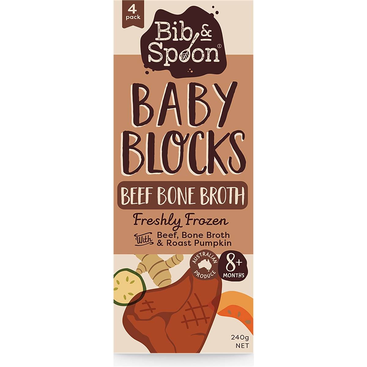 Bib & Spoon Baby Blocks Beef Broth Freshly Frozen 240g | Woolworths