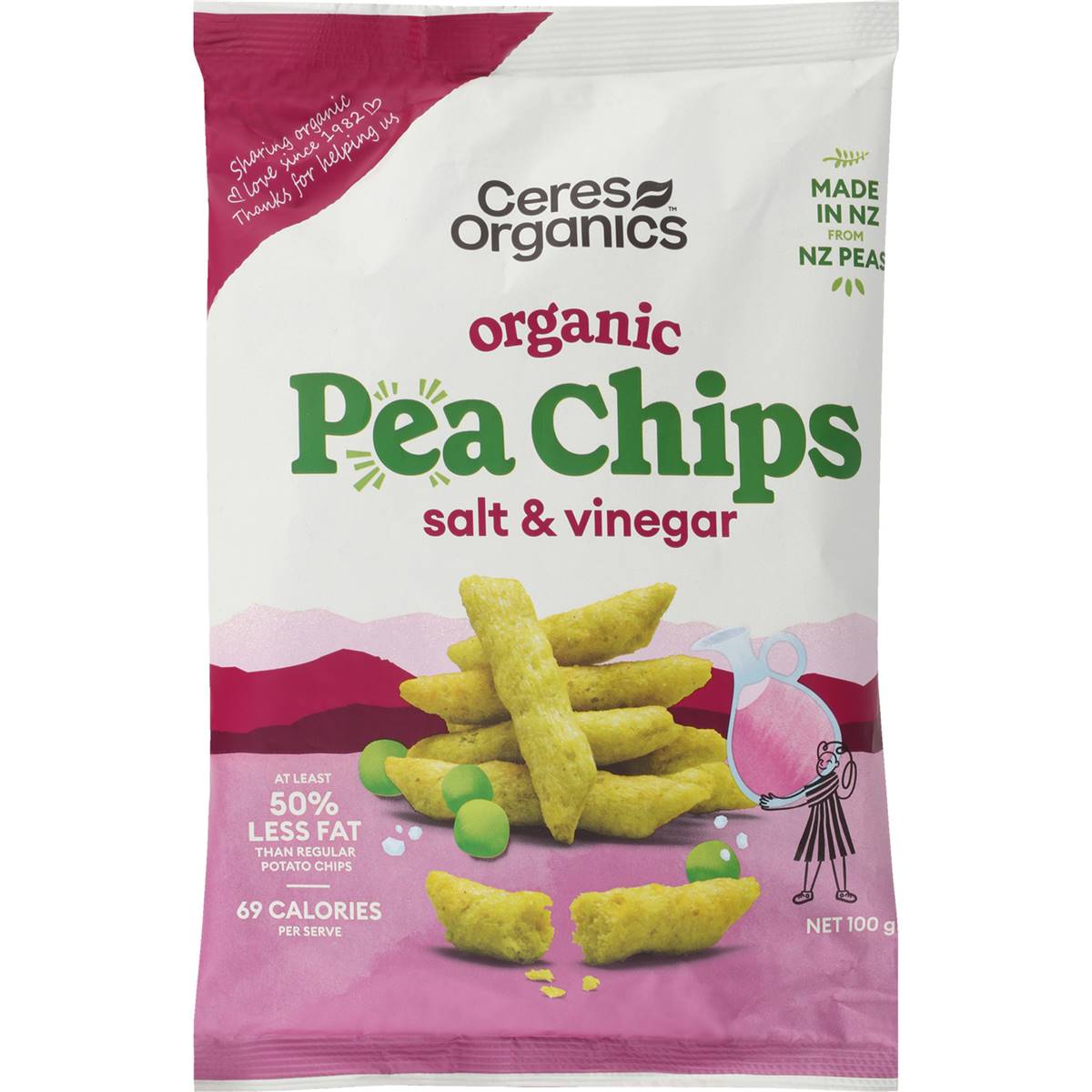 Ceres Organics Pea Chips Salt & Vinegar 100g | Woolworths