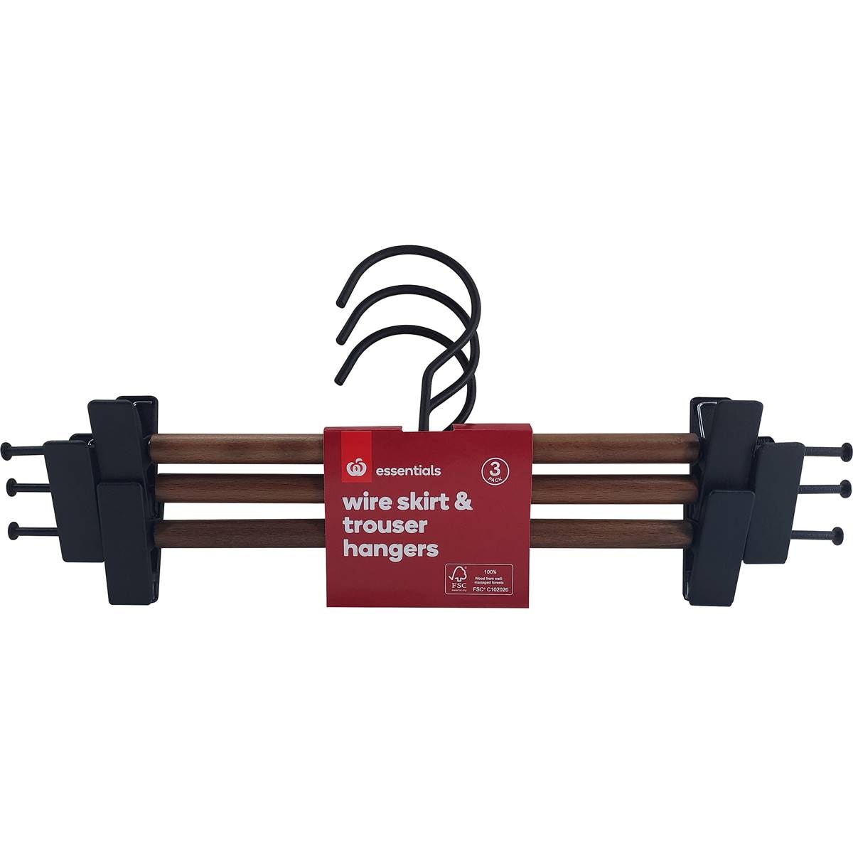 Essentials Black Clip Hanger Clip Hangers 3 Pack | Woolworths