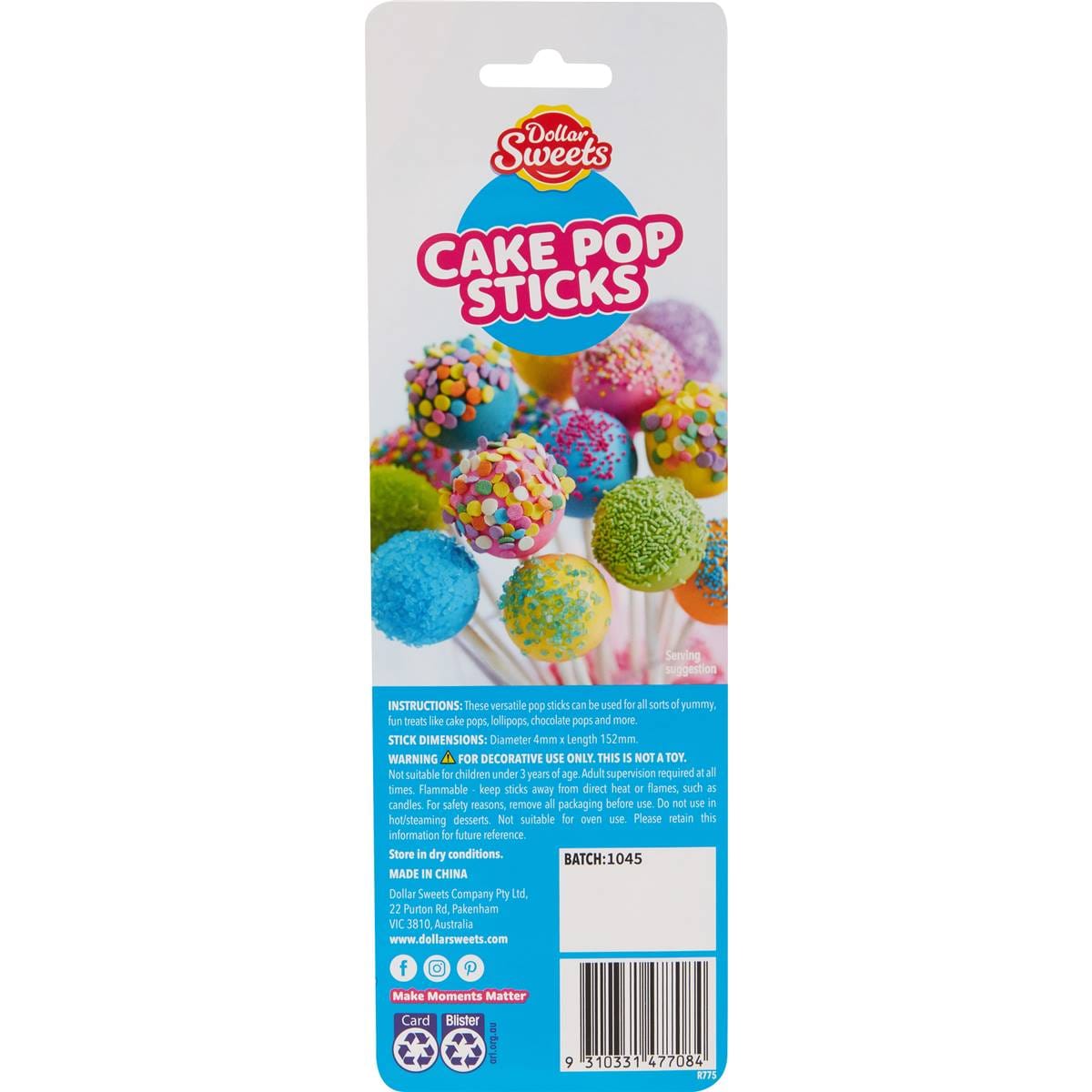 Dollar Sweets Cake Pop Sticks 24 Pack | Woolworths