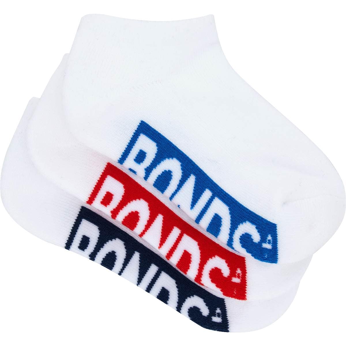 Bonds Kids Socks Lowcut Logo Size 9-12 Assorted 3 Pack | Woolworths