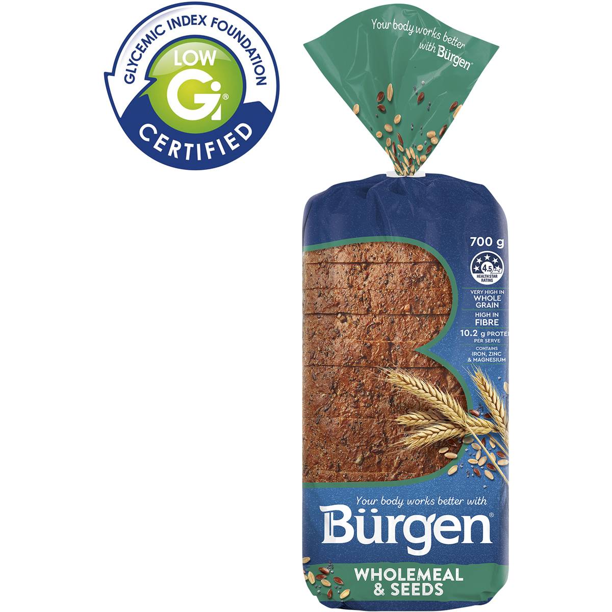 Burgen Wholemeal & Seeds Low Gi Sliced Bread Loaf 700g | Woolworths