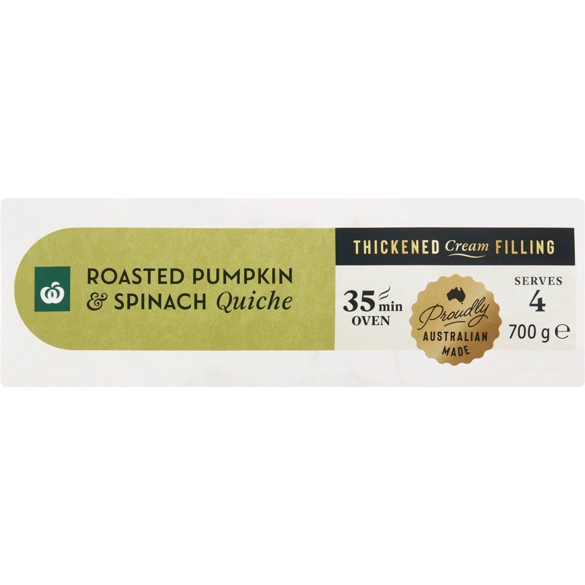 Woolworths Roasted Pumpkin & Spinach Quiche 700g | Woolworths