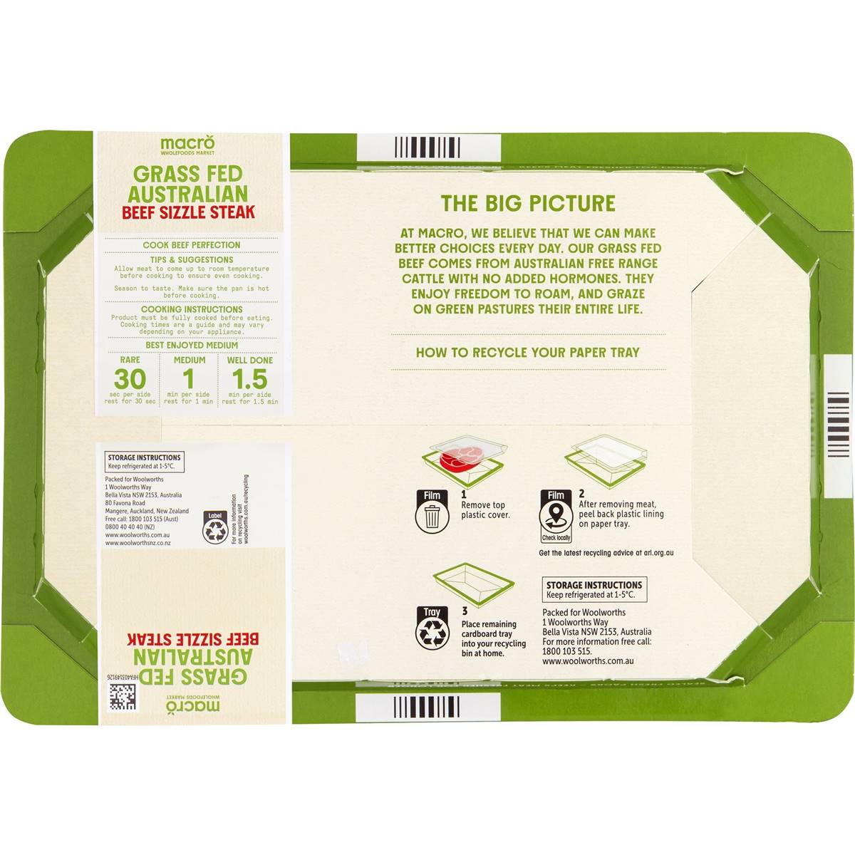 Macro Grass Fed Beef Sizzle Steaks 275g | Woolworths