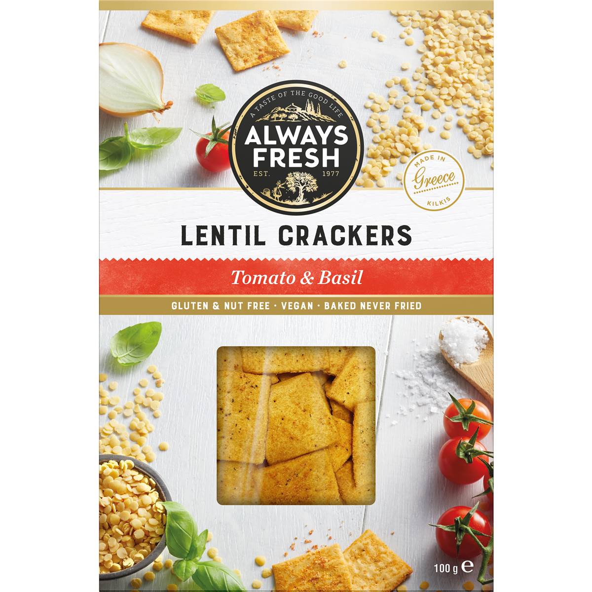 Always Fresh Lentil Crackers Tomato & Basil 100g | Woolworths