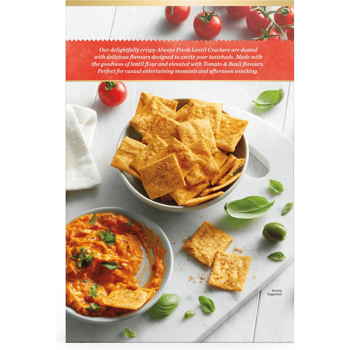 Always Fresh Lentil Crackers Tomato & Basil 100g | Woolworths