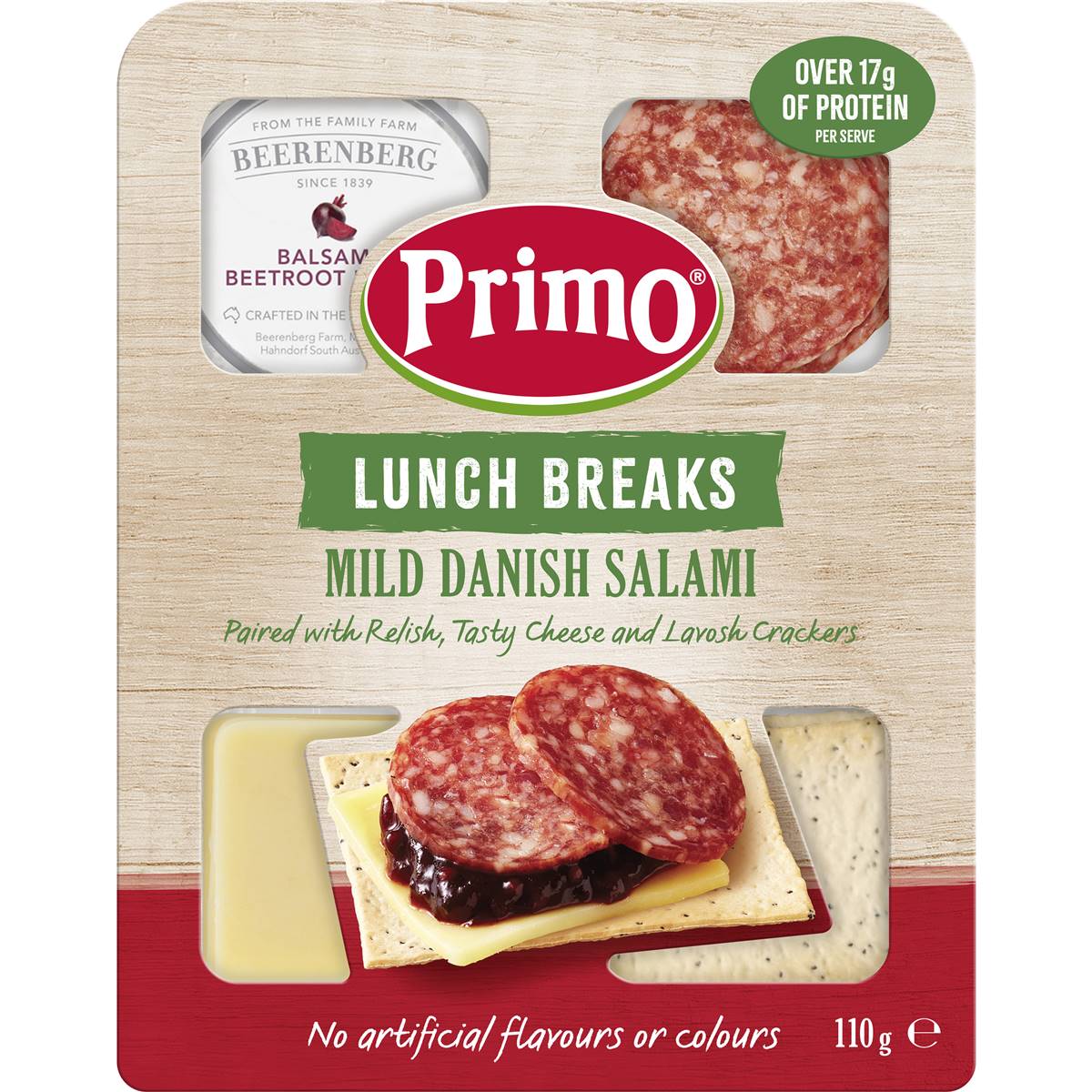 Primo Lunch Breaks Mild Dan Salami Cheese Crks & Beetroot Relish 110g ...