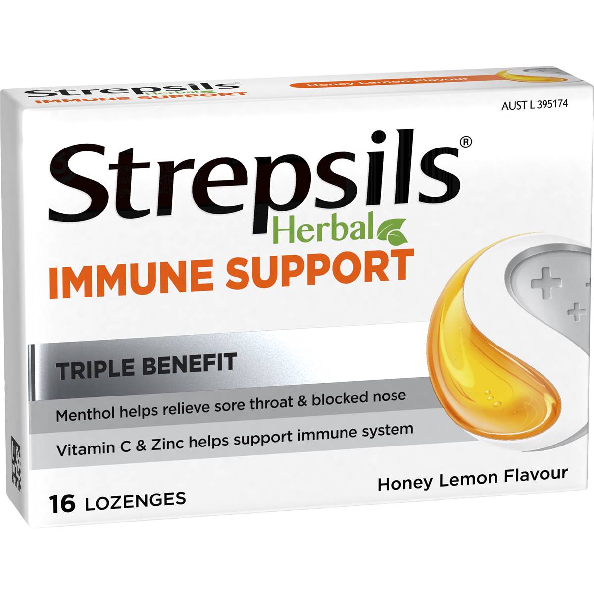 Strepsils Herbal Lozenges Immune Support Honey Lemon 16 Pack | Woolworths