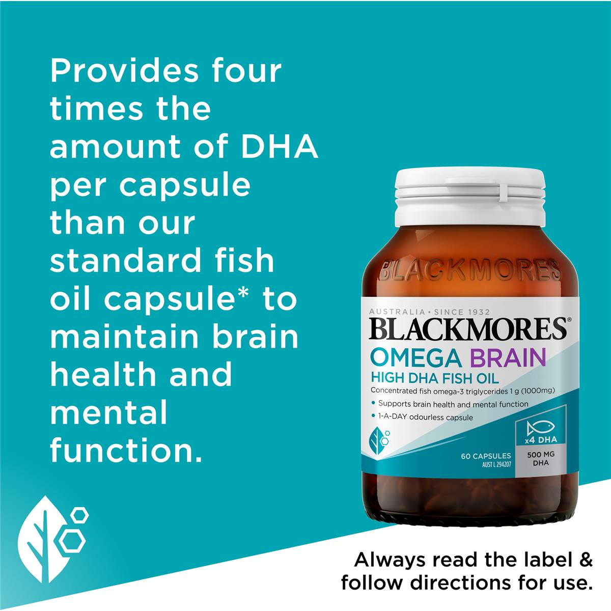 Blackmores Omega Brain High Dha Fish Oil 60 Pack | Woolworths