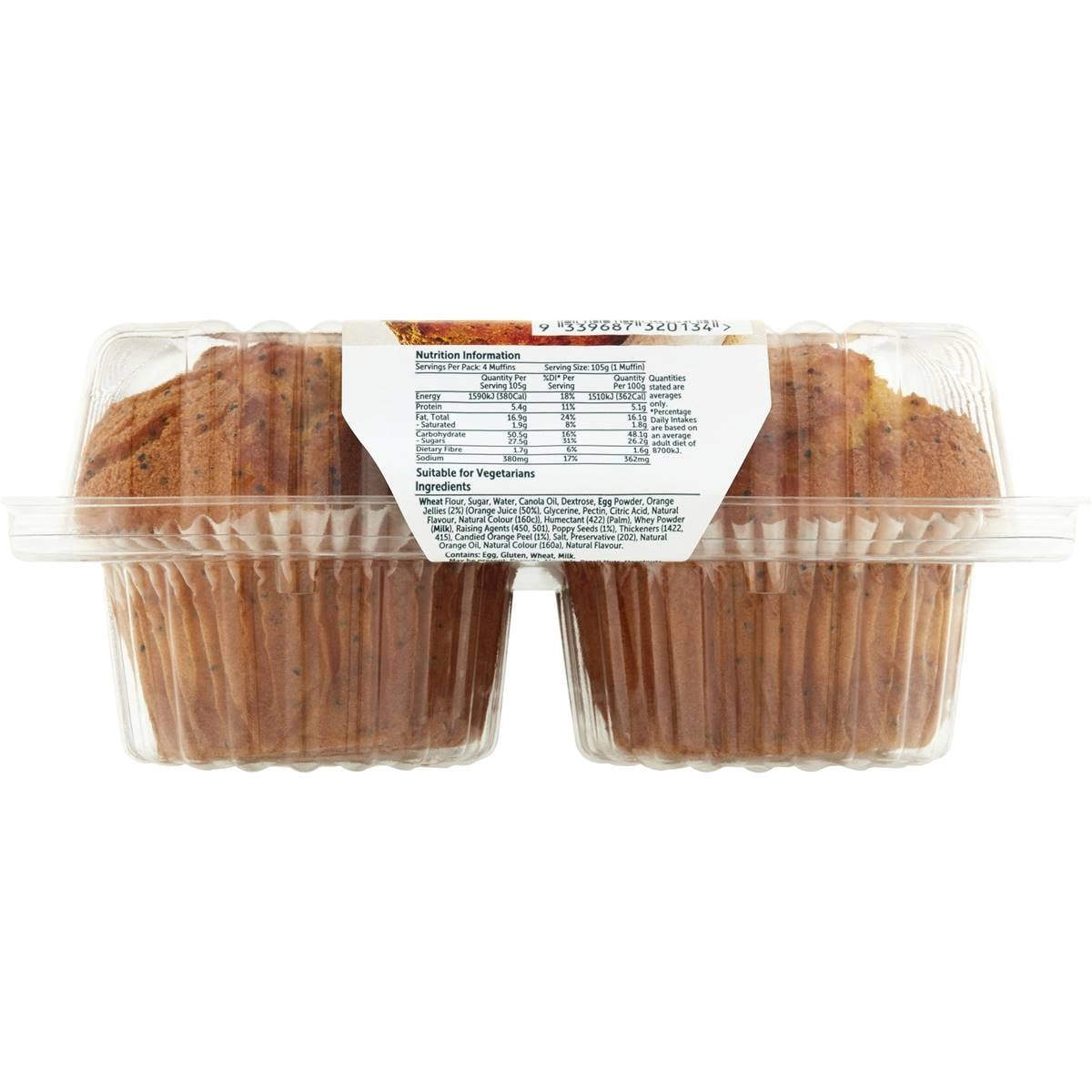 Woolworths Orange & Poppyseed Muffin 4 Pack | Woolworths