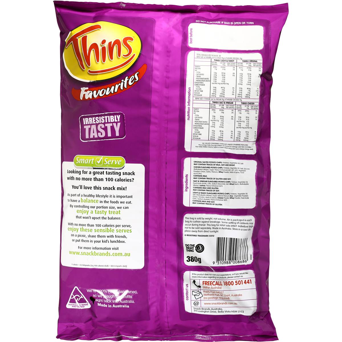 Thins Chips Multipack Thins Variety 20pk 380g | Woolworths