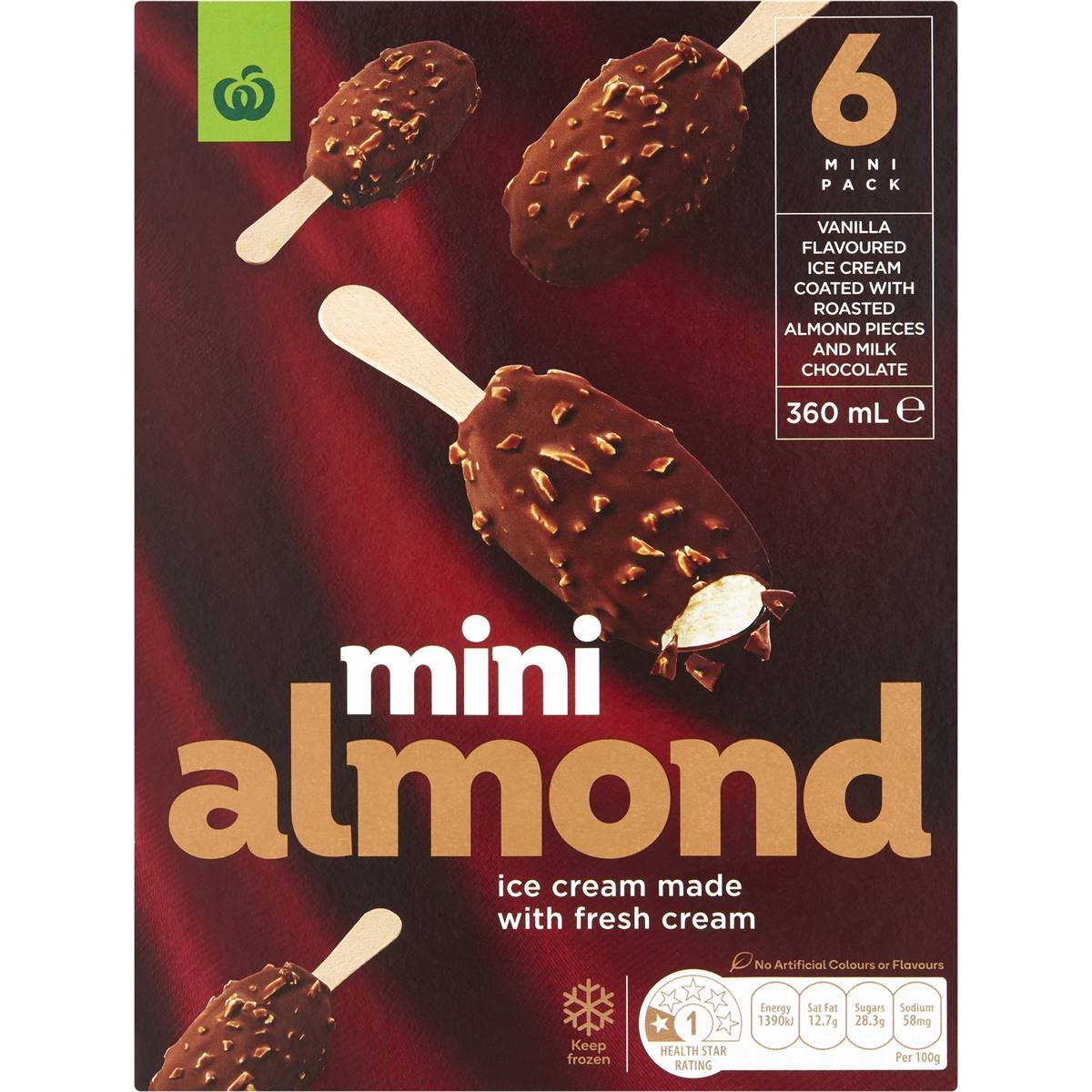 Woolworths Mini Almond Vanilla Ice Cream 6 Pack | Woolworths