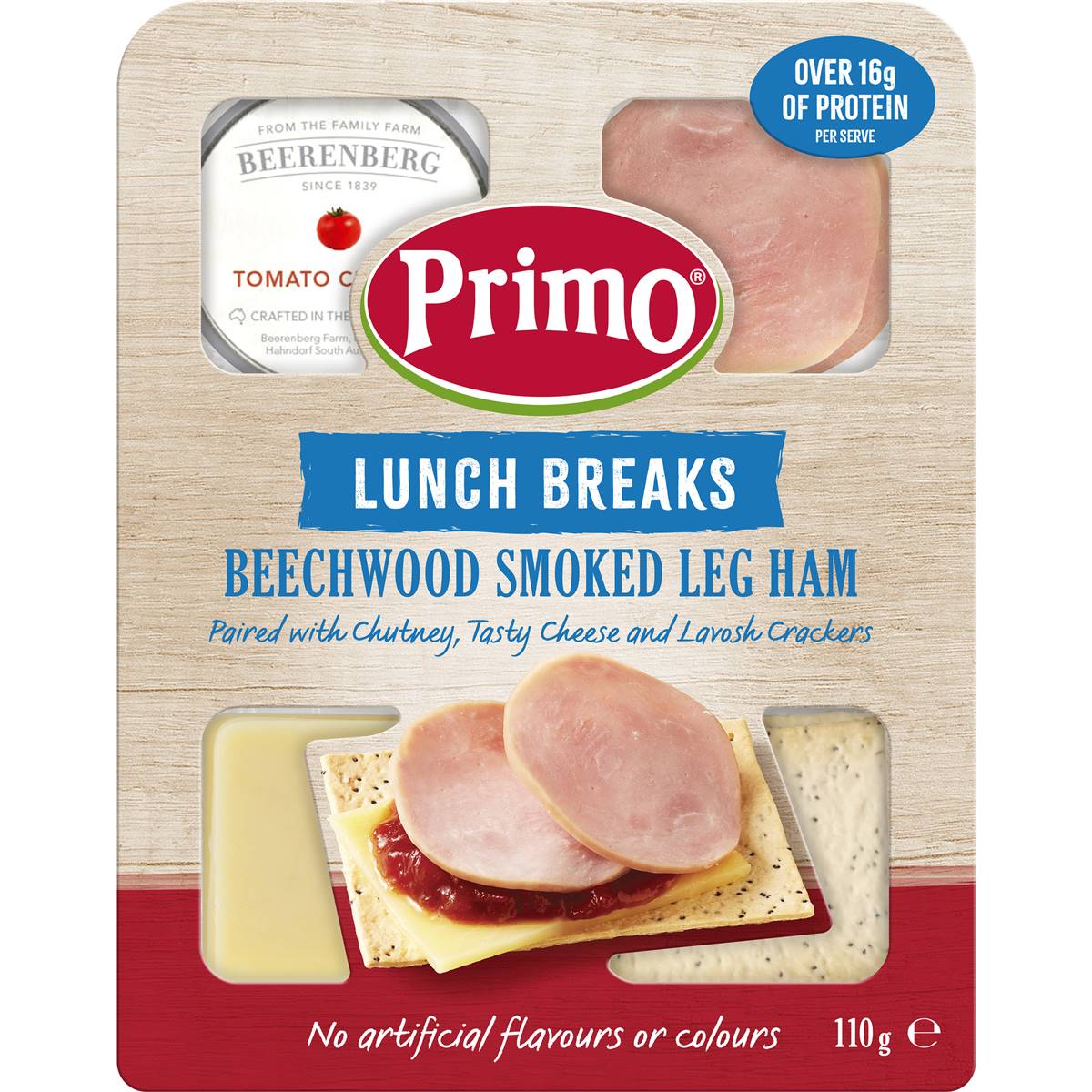 Primo Lunch Breaks Leg Ham Cheese Lavosh Crackers & Tom Chutney 110g ...