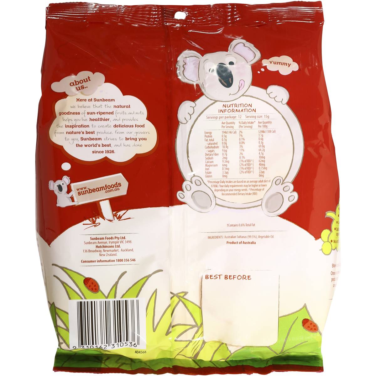 Sunbeam Mini Sultanas 12 Pack | Woolworths