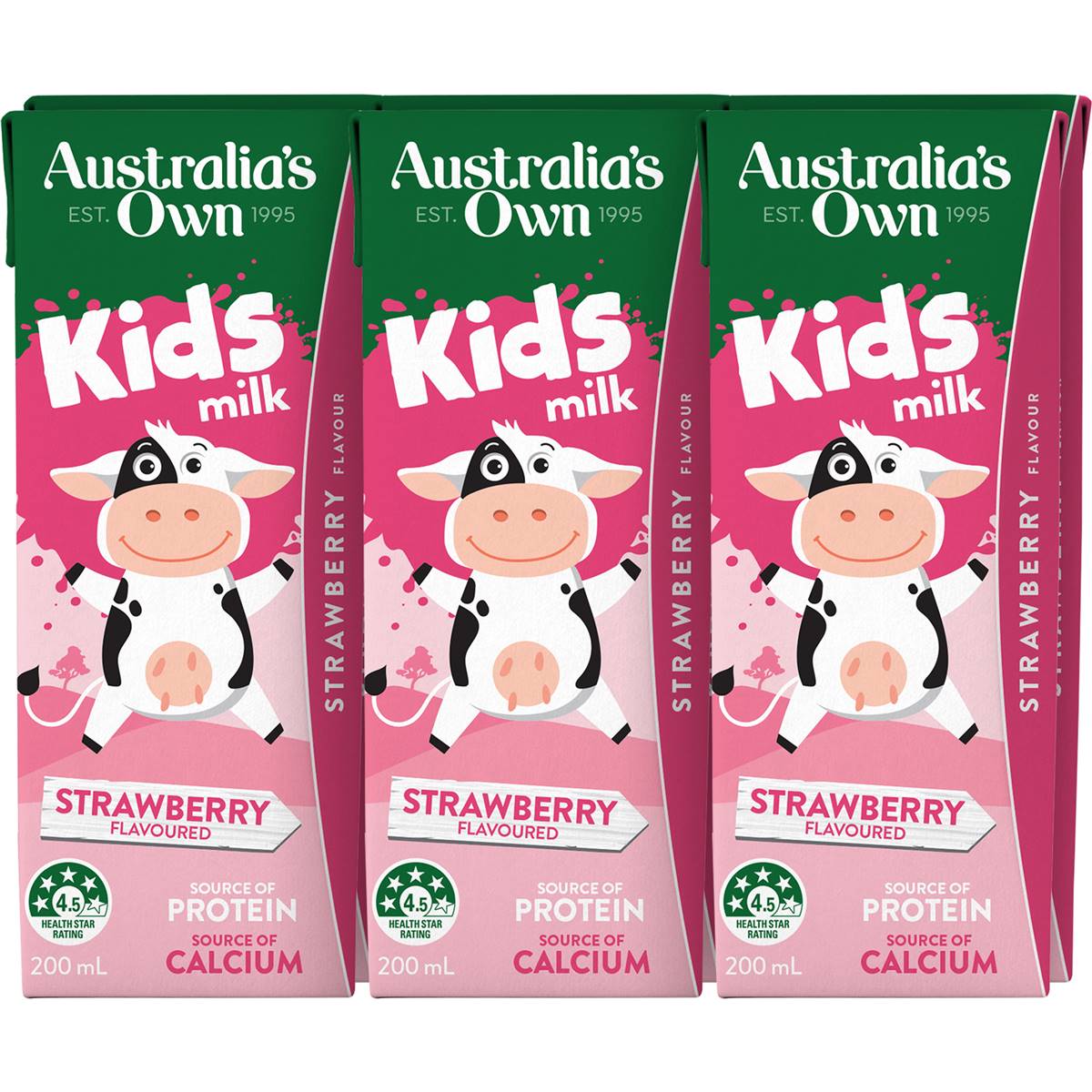 Australia's Own Kid's Milk Strawberry 200ml X 6 Pack | Woolworths