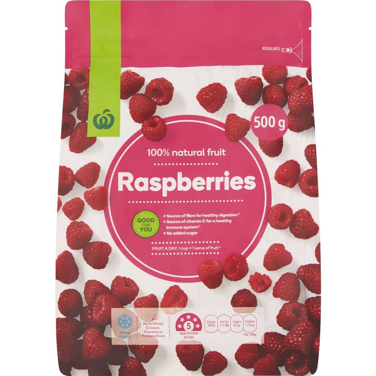 Woolworths Frozen Raspberries 500g | Woolworths