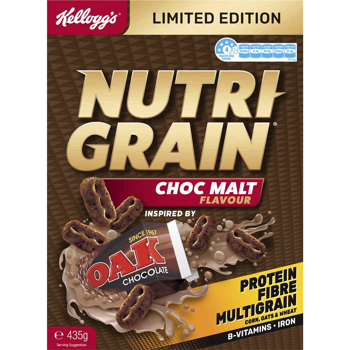 Kellogg's Nutri-grain Choc Malt Flavour Breakfast Cereal 435g | Woolworths