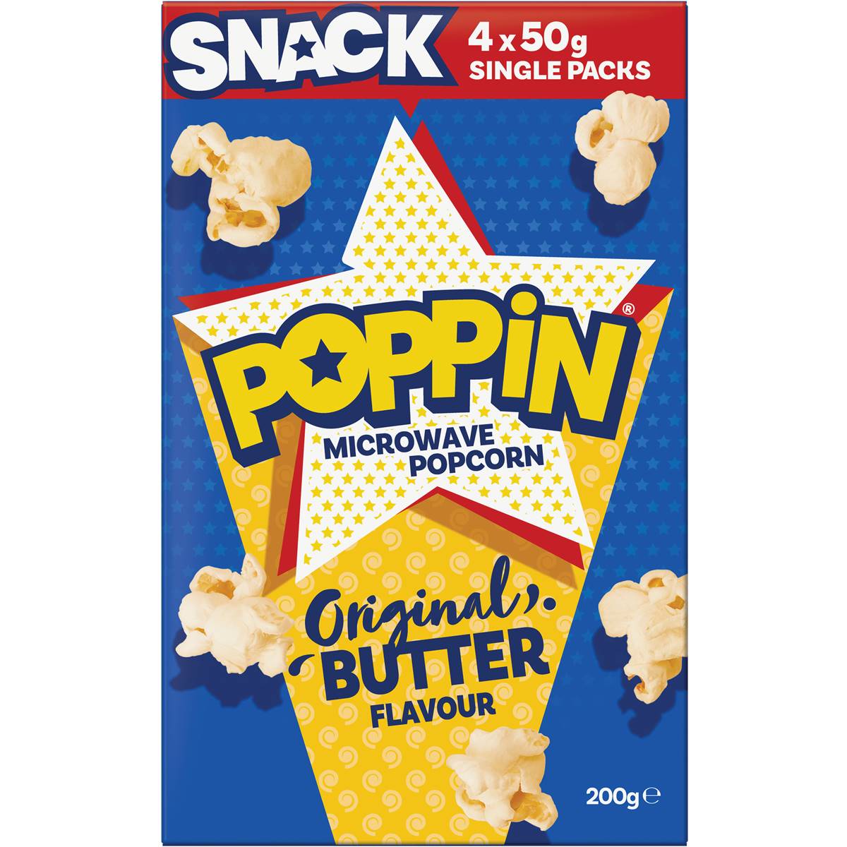 Poppin Microwave Popcorn Original Butter Flavour 4 Pack | Woolworths