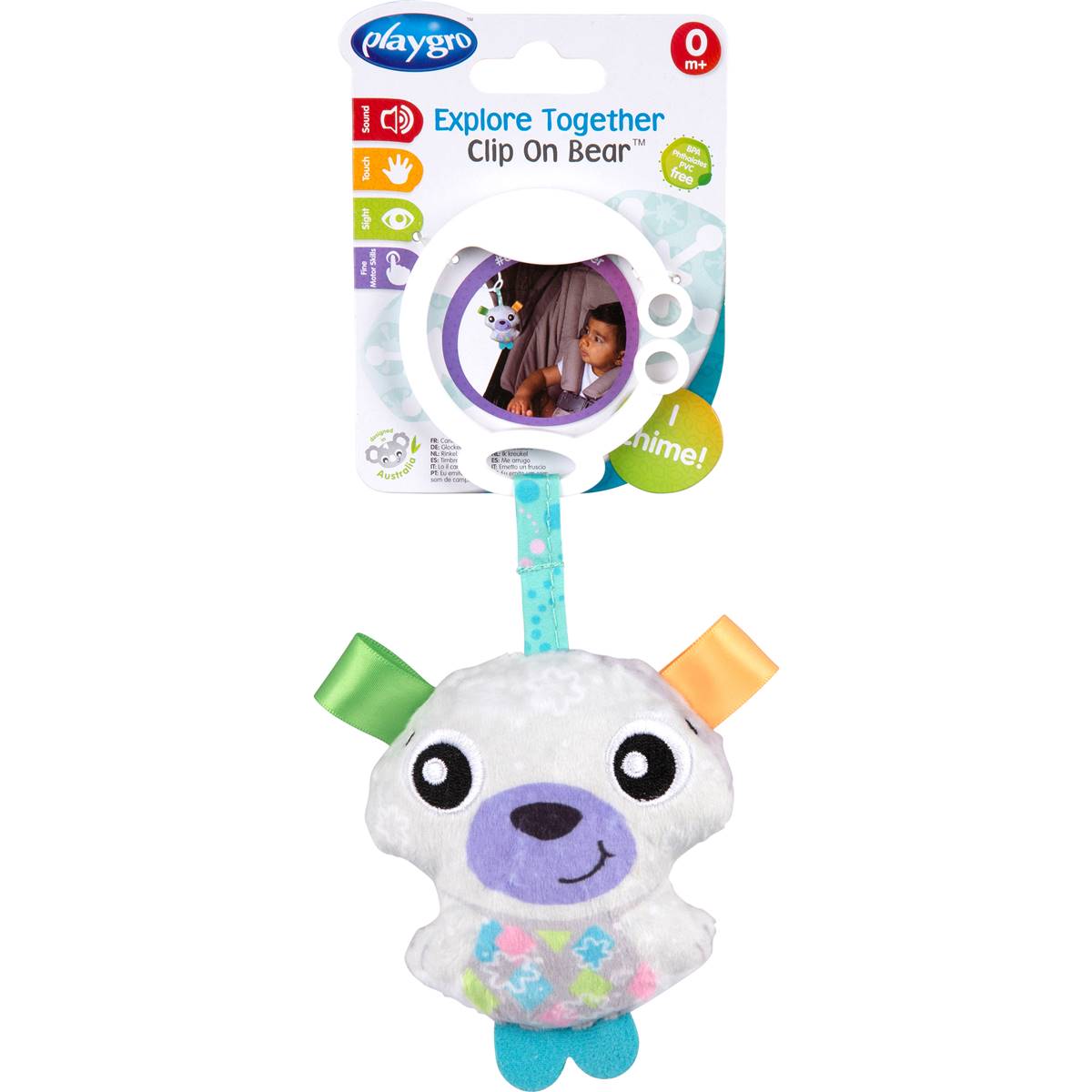 Playgro Explore Together Clip On Bear Each | Woolworths