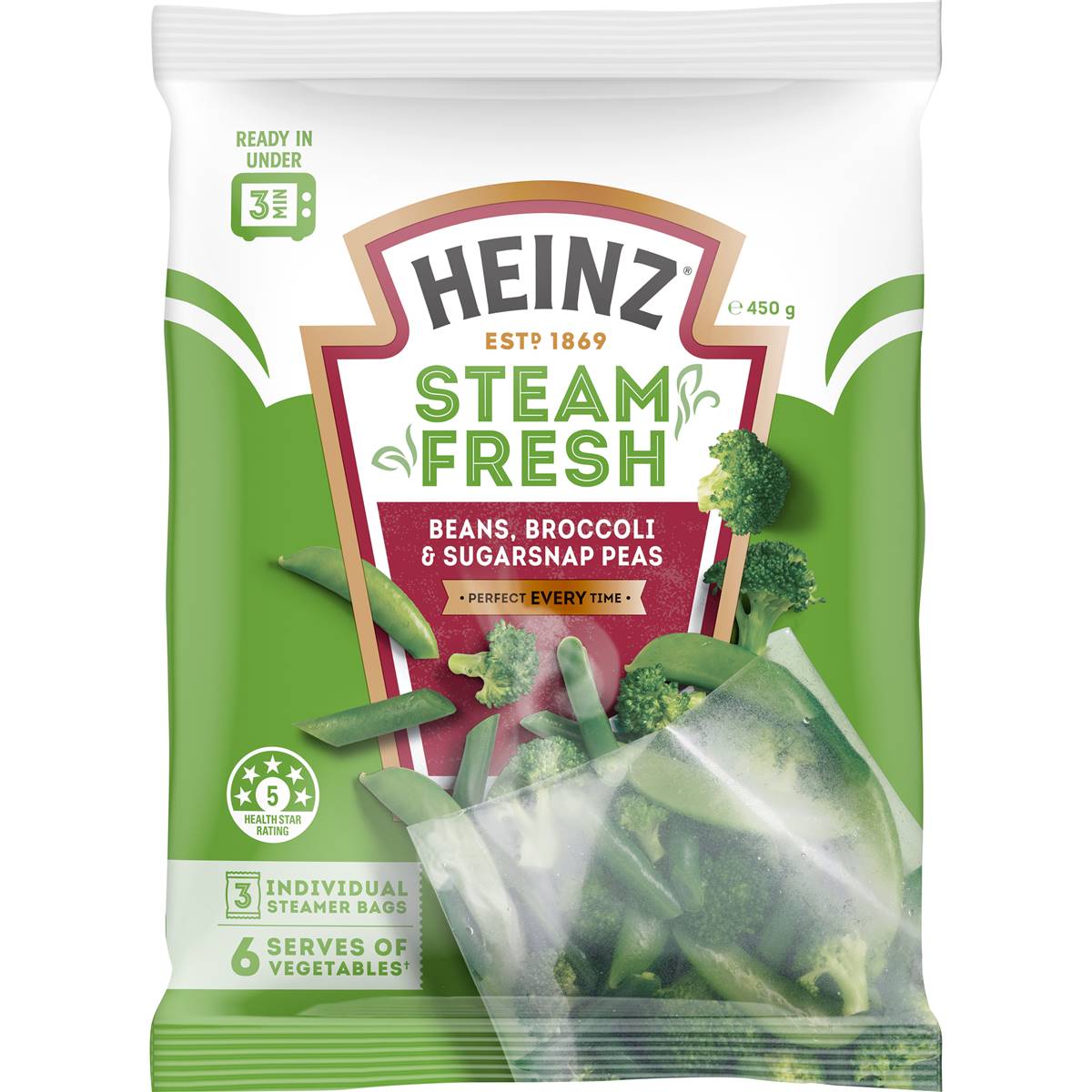 Heinz Steam Fresh Vegetables Frozen Veg Beans Broccoli Peas 450g ...