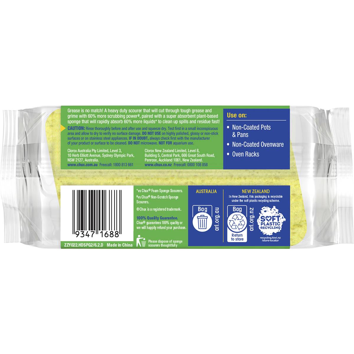 Chux Heavy Duty Scourer Sponge 2 Pack | Woolworths